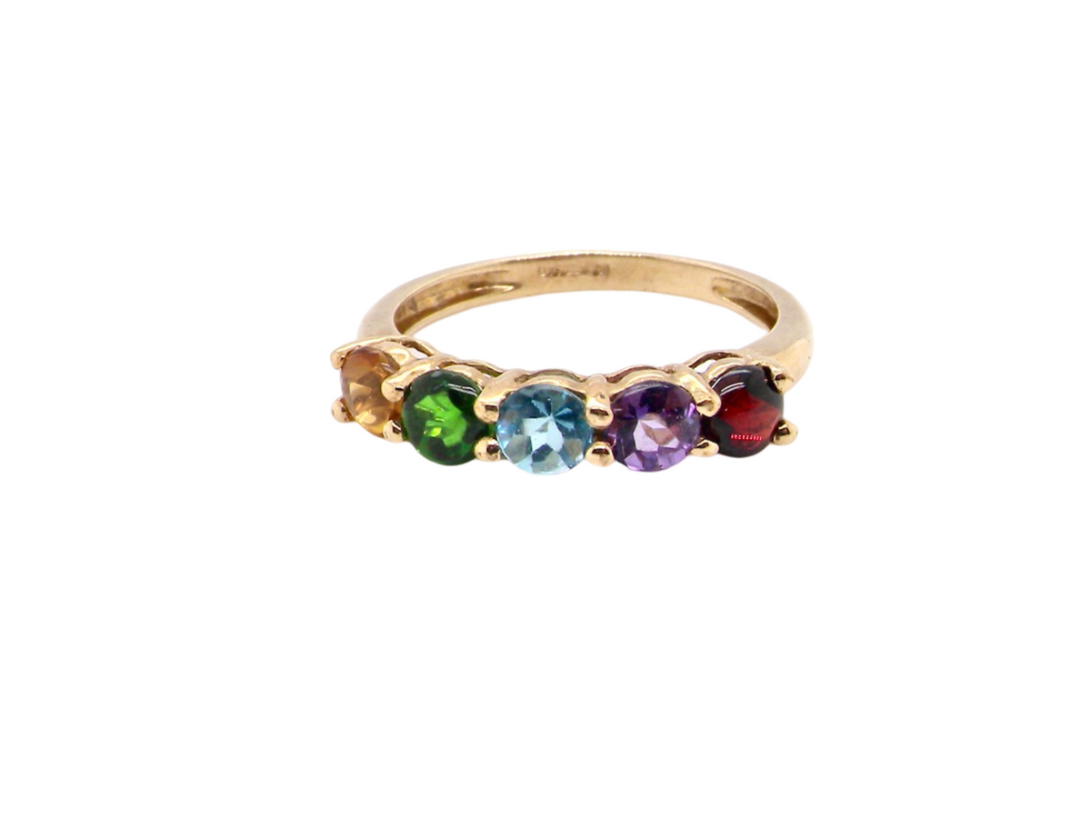A five stone multi gemstone dress ring – Vintage Tom