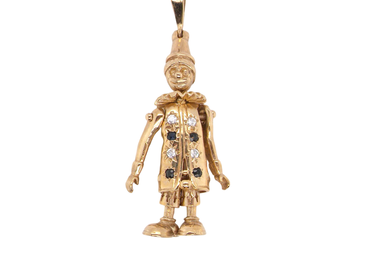 A large 9 carat gold Clown Pendant – Vintage Tom Antique Jewellery