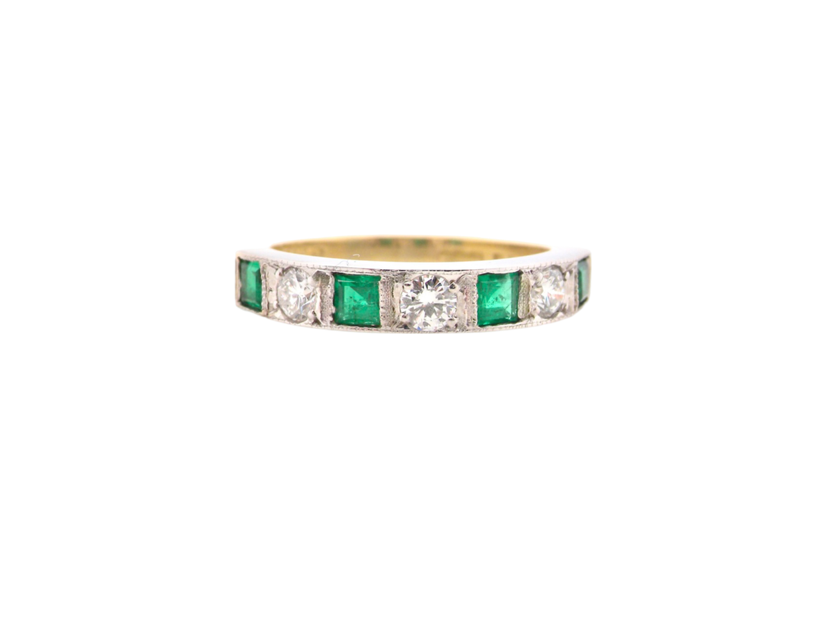 An Emerald and Diamond eternity ring – Vintage Tom Antique Jewellery
