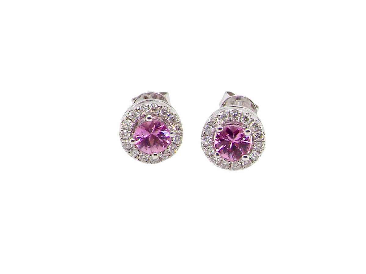 A pair of pink sapphire and diamond earrings – Vintage Tom